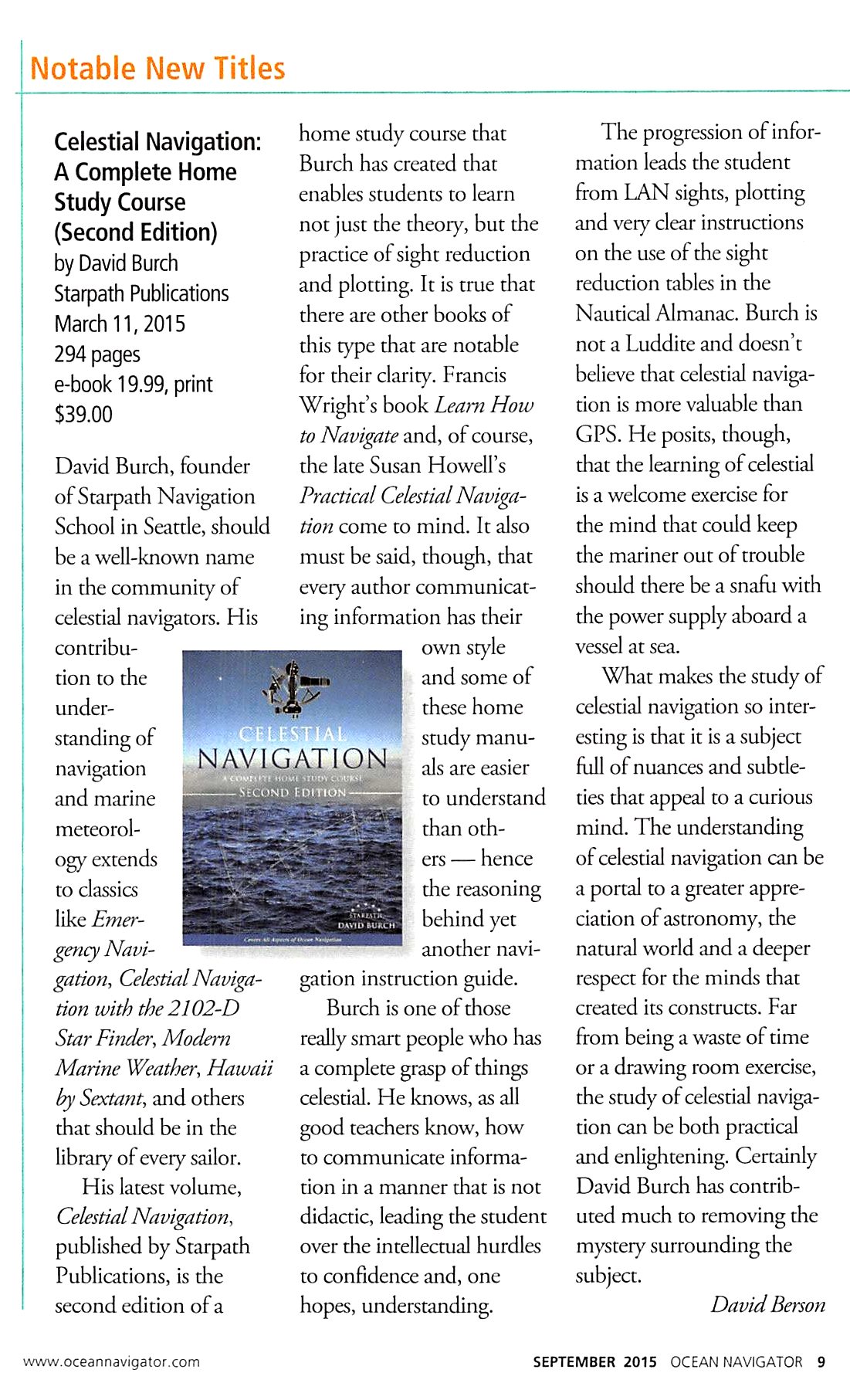 Reviews of Celestial Navigation: A Complete Home Study Course, Second ...